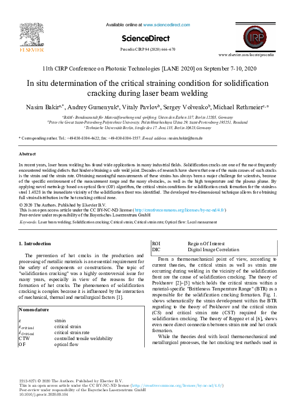 (PDF) In situ determination of the critical straining condition for ...