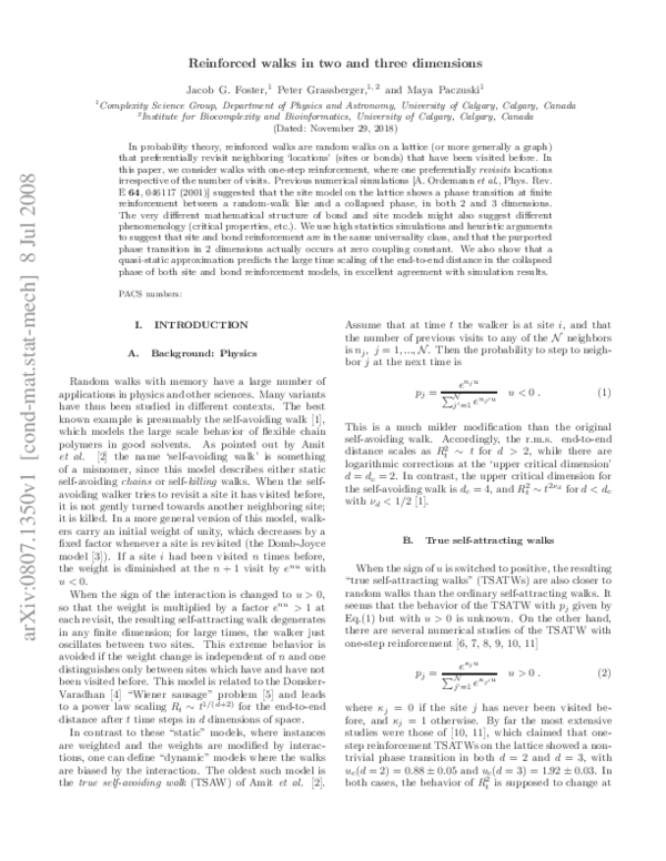 (PDF) Reinforced walks in two and three dimensions | maya paczuski - Academia.edu