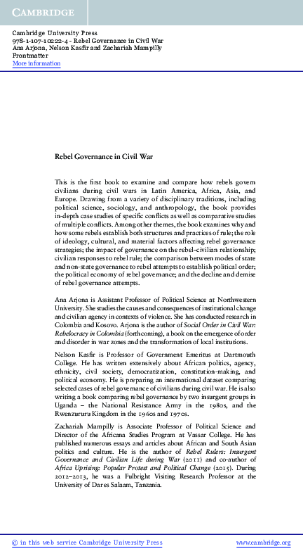 (PDF) Rebel Governance in Civil War