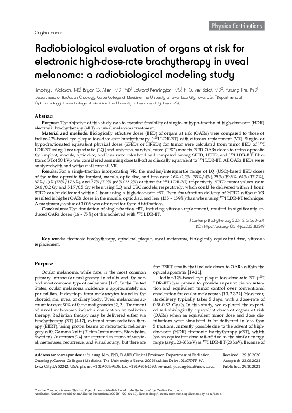 (PDF) Radiobiological evaluation of organs at risk for electronic high ...