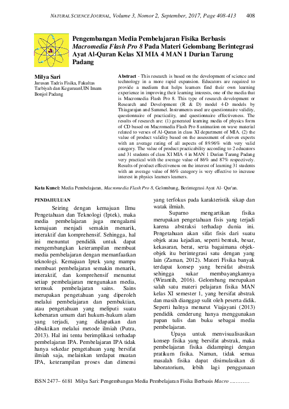 (PDF) Pengembangan Media Pembelajaran Fisika Berbasis Macromedia Flash Pro 8 Pada Materi ...