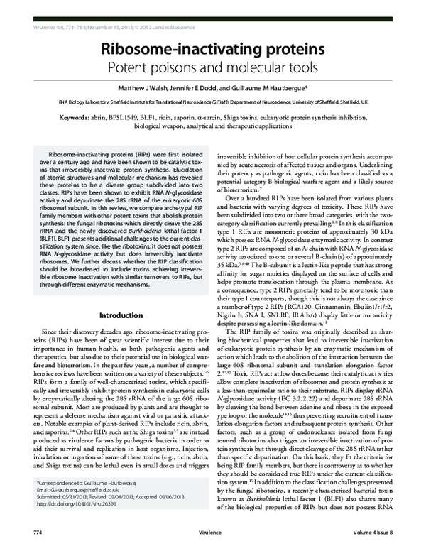 (PDF) Ribosome-inactivating proteins