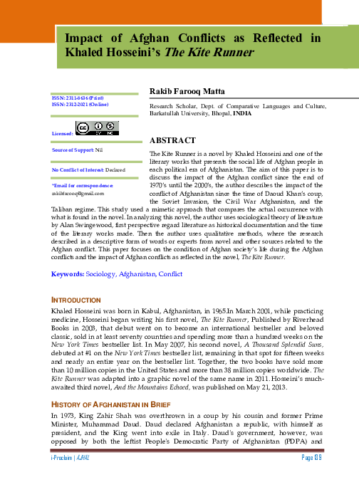 (PDF) Impact of Afghan Conflicts as Reflected in Khaled Hosseini’s The ...