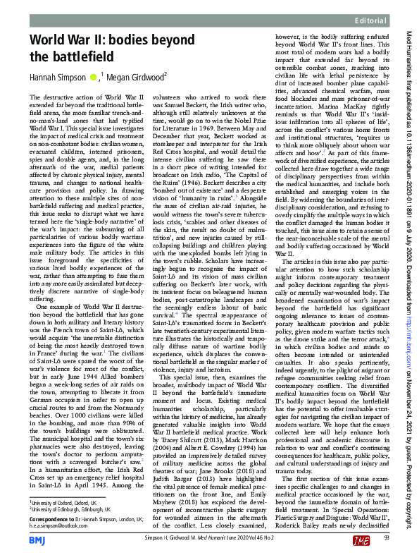 (PDF) World War II: bodies beyond the battlefield