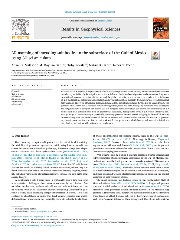 (PDF) 3D mapping of intruding salt bodies in the subsurface of the Gulf ...