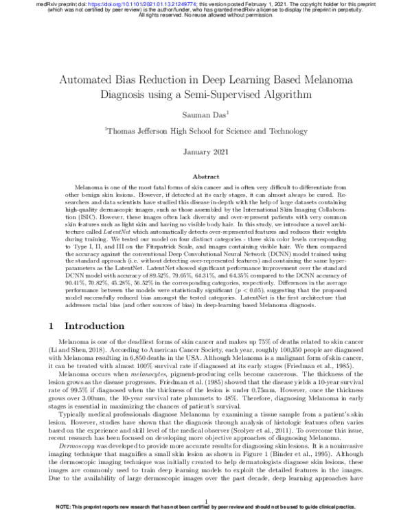 (PDF) Automated Bias Reduction in Deep Learning Based Melanoma Diagnosis using a Semi-Supervised ...