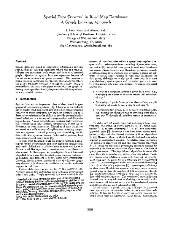 (PDF) Spatial data traversal in road map databases