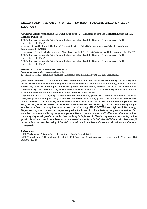 (PDF) Atomic Scale Characterization on III-V Based Heterostructure ...