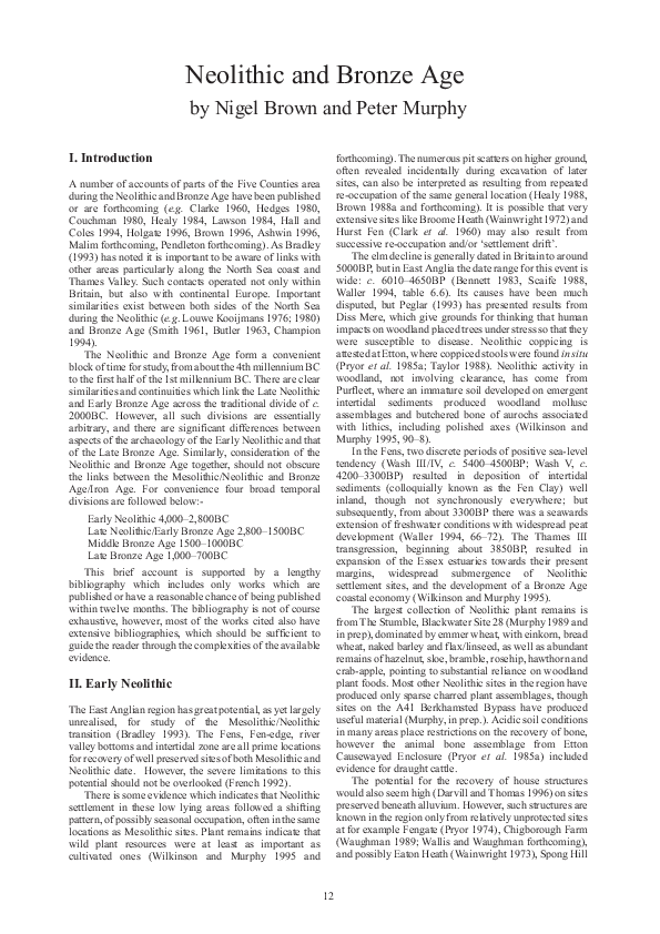 (PDF) Neolithic and Bronze Age