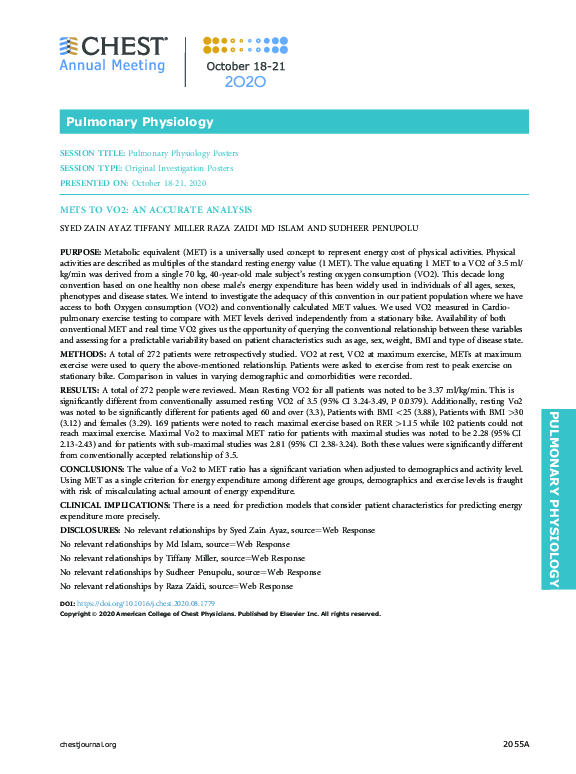(PDF) Mets to VO2: An Accurate Analysis
