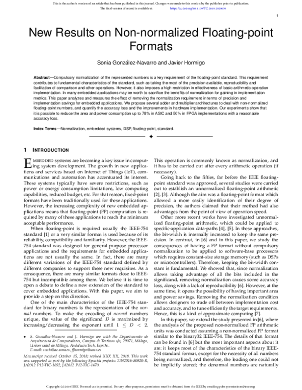 (PDF) Floating-Point Formats and Environment