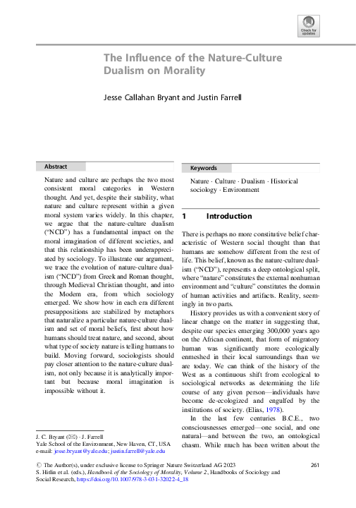 (PDF) The Influence of the Nature-Culture Dualism on Morality