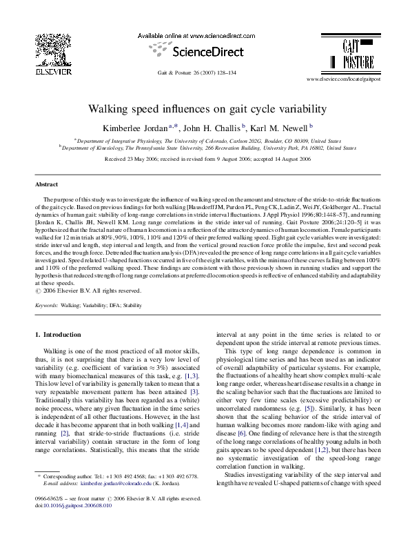 (PDF) Walking speed influences on gait cycle variability