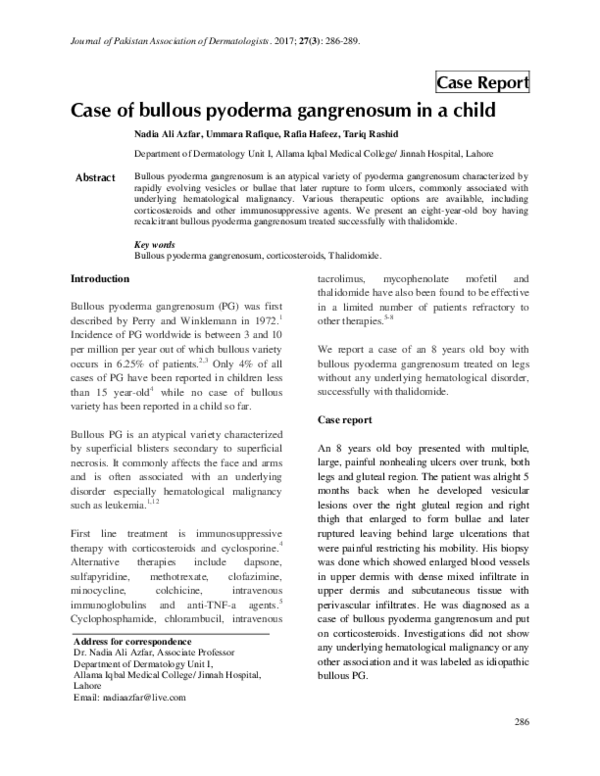 (PDF) Case of bullous pyoderma gangrenosum in a child