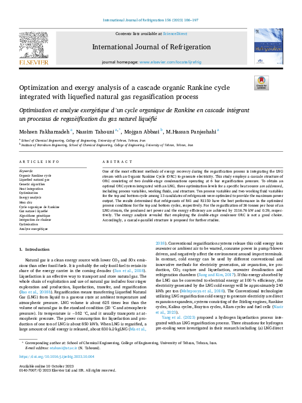 (PDF) Optimization and exergy analysis of a cascade organic Rankine ...