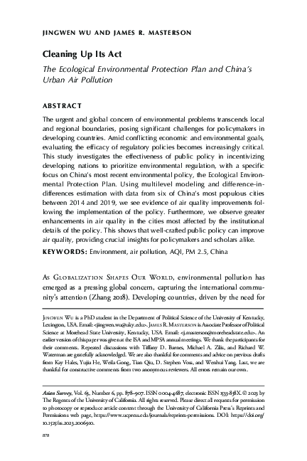 (PDF) Cleaning Up Its Act The Ecological Environmental Protection Plan ...