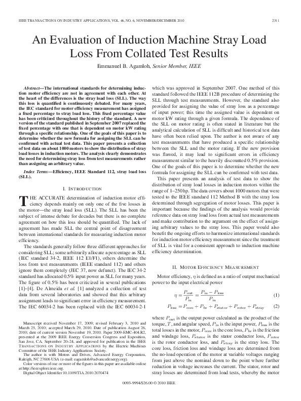 (PDF) An evaluation of induction machine stray load loss from collated ...