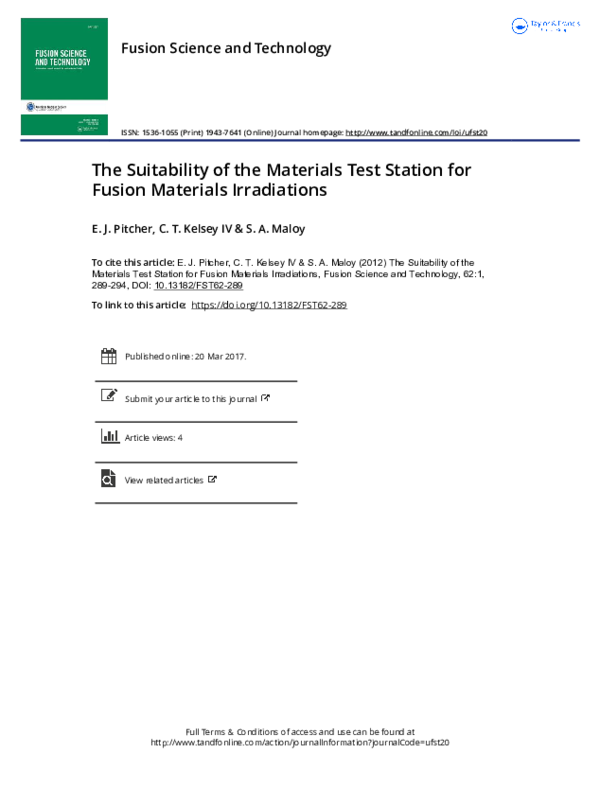 (PDF) The Suitability of the Materials Test Station for Fusion ...