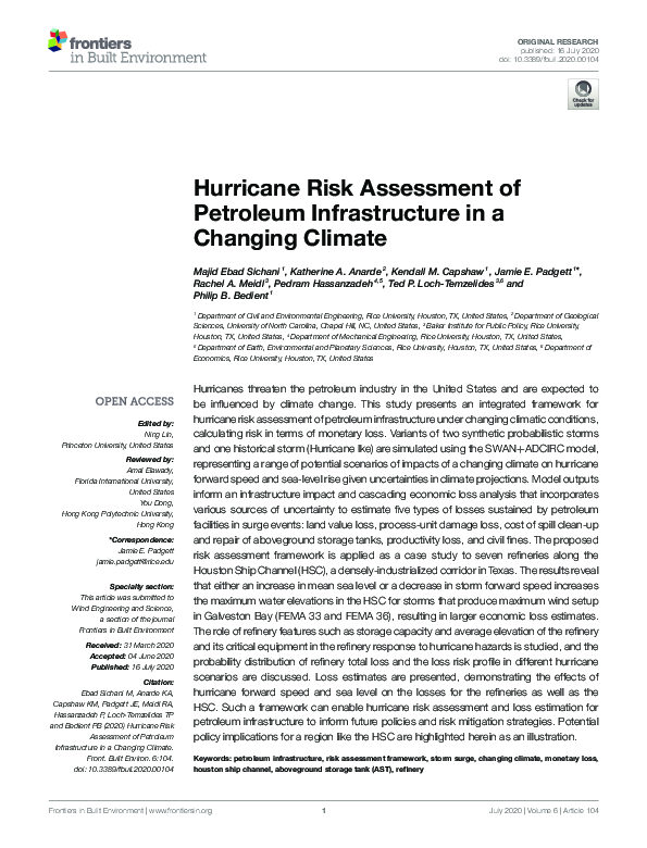 (PDF) Hurricane Risk Assessment of Petroleum Infrastructure in a ...
