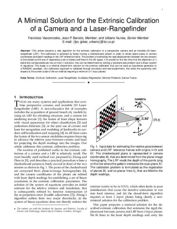 (PDF) A Minimal Solution for the Extrinsic Calibration of a Camera and ...