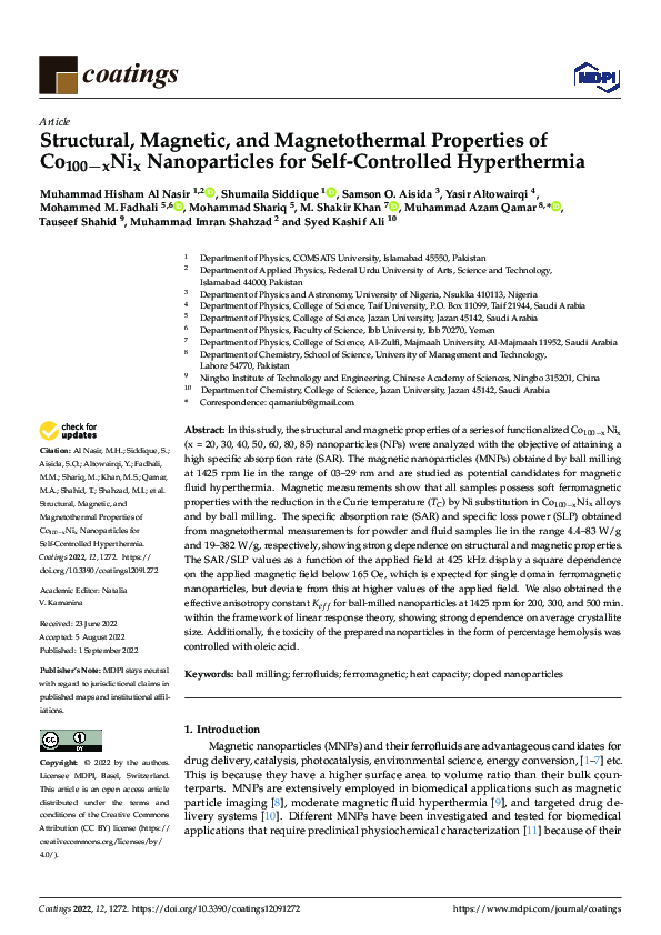 (PDF) Structural, Magnetic, and Magnetothermal Properties of Co100−xNix ...