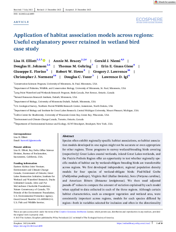 (PDF) Application of habitat association models across regions: Useful ...