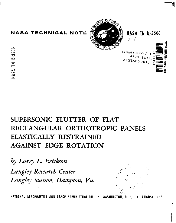 (PDF) Supersonic flutter of flat rectangular orthtropic panels elastically restrained against ...