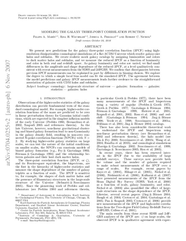Pdf Modeling The Three Point Correlation Function