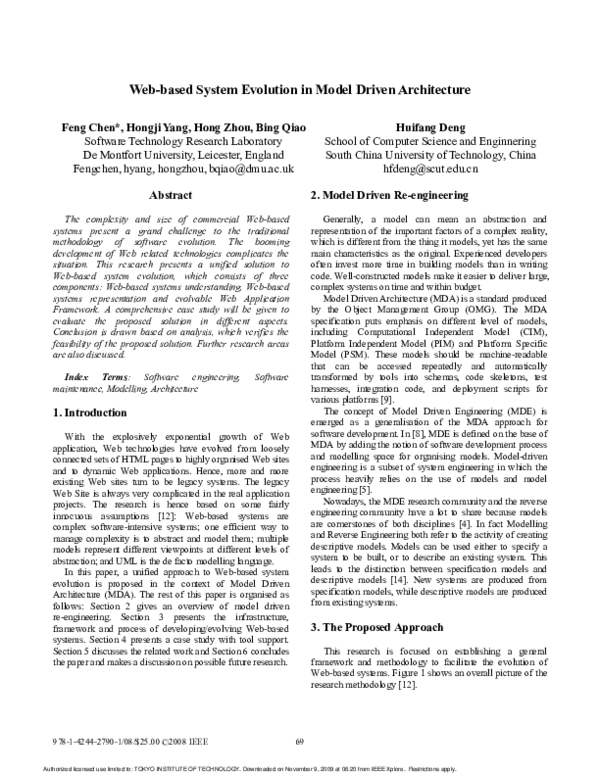 (PDF) Web-based system evolution in model driven architecture