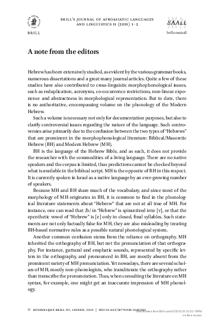 (PDF) A note from the editors