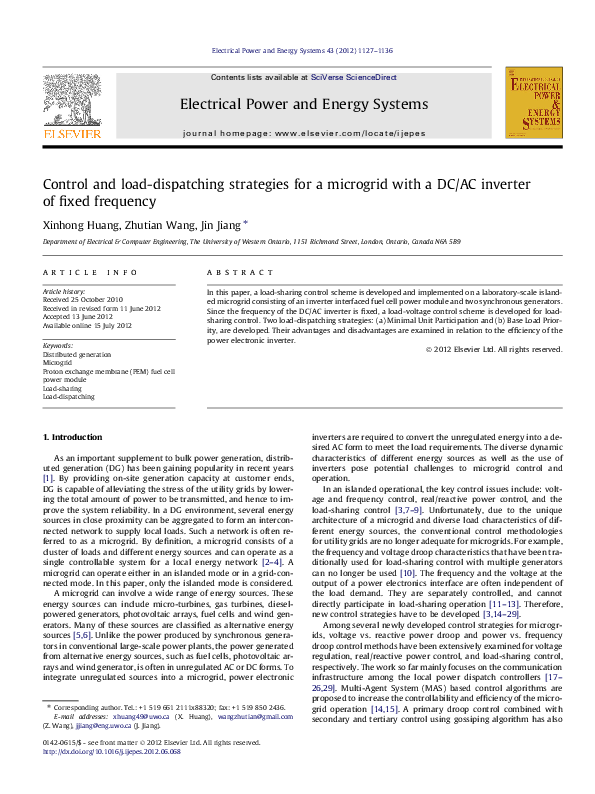 (PDF) Control and load-dispatching strategies for a microgrid with a DC/AC inverter of fixed ...