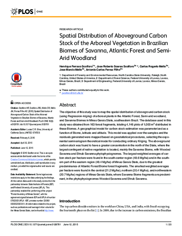 (PDF) Spatial Distribution of Aboveground Carbon Stock of the Arboreal ...
