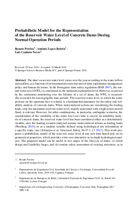 (PDF) Probabilistic Model for the Representation of the Reservoir Water Level of Concrete Dams ...