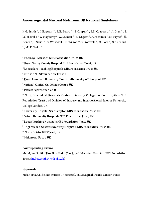 (DOC) Ano-uro-genital mucosal melanoma UK national guidelines