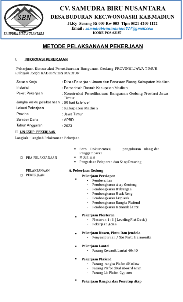 (DOC) METODE PELAKSANAAN PEKERJAAN