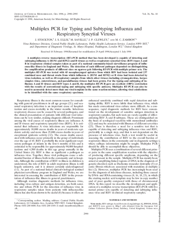 (PDF) Multiplex PCR for Typing and Subtyping Influenza and Respiratory ...