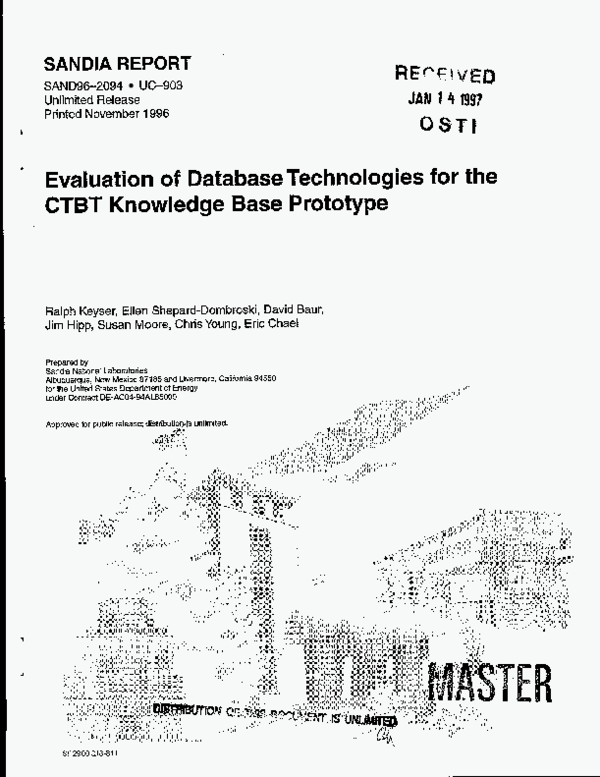 (PDF) Evaluation of database technologies for the CTBT Knowledge Base ...