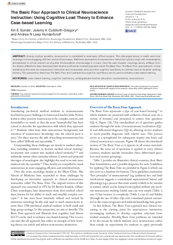 (PDF) The Basic Four Approach to Clinical Neuroscience Instruction ...