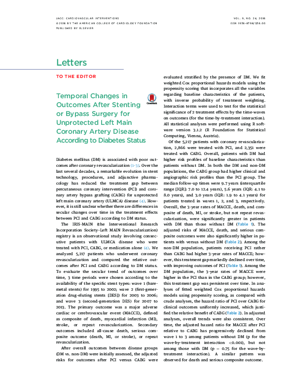 (PDF) Temporal Changes in Outcomes After Stenting or Bypass Surgery for ...