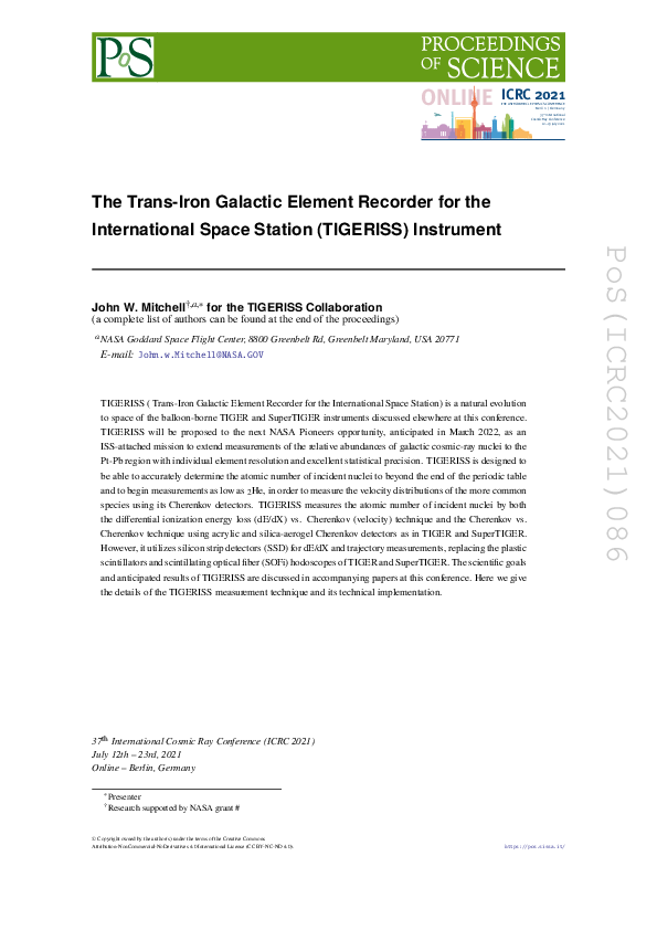 (PDF) The Trans-Iron Galactic Element Recorder for the International ...