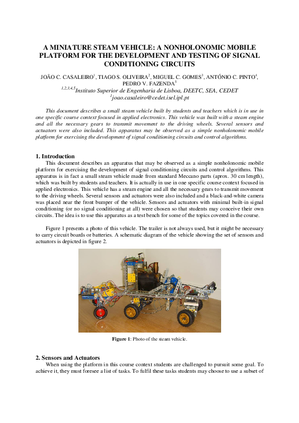 (PDF) A miniature steam vehicle: A nonholonomic mobile platform the ...