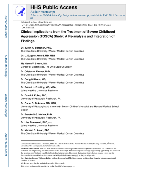 (PDF) Clinical Implications From the Treatment of Severe Childhood ...