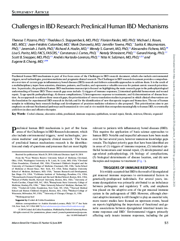 (PDF) Challenges in IBD Research: Preclinical Human IBD Mechanisms