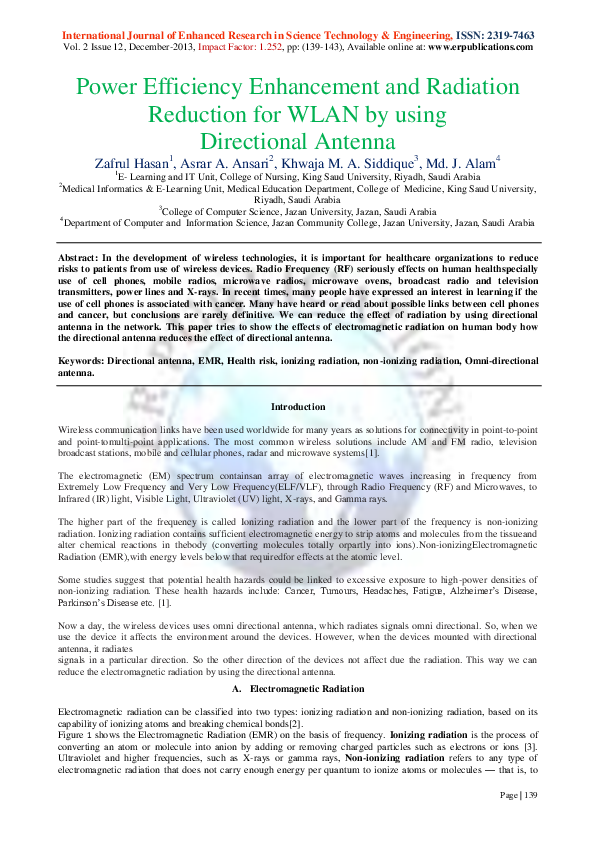 (PDF) Power Efficiency Enhancement and Radiation Reduction for WLAN by ...