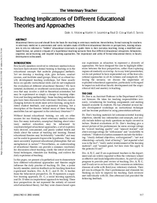 (PDF) Teaching Implications of Different Educational Theories and ...