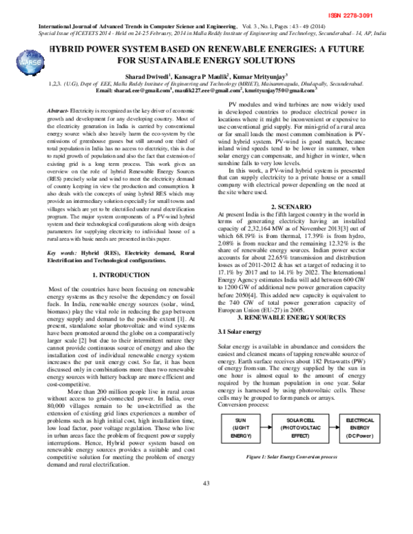 (PDF) Hybrid Power System Based on Renewable Energies: A Future for Sustainable Energy Solutions