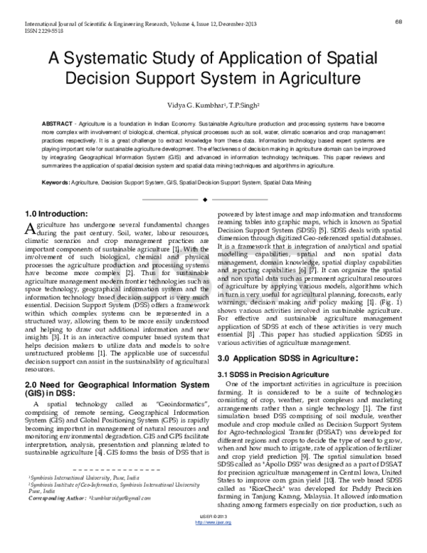 (PDF) A Systematic Study of Application of Spatial Decision Support ...