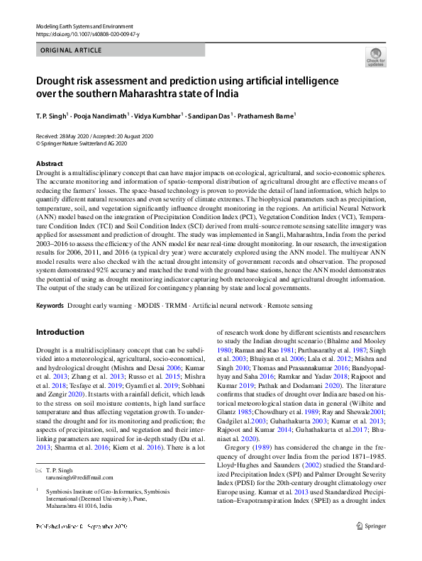 (PDF) Drought risk assessment and prediction using artificial intelligence over the southern ...