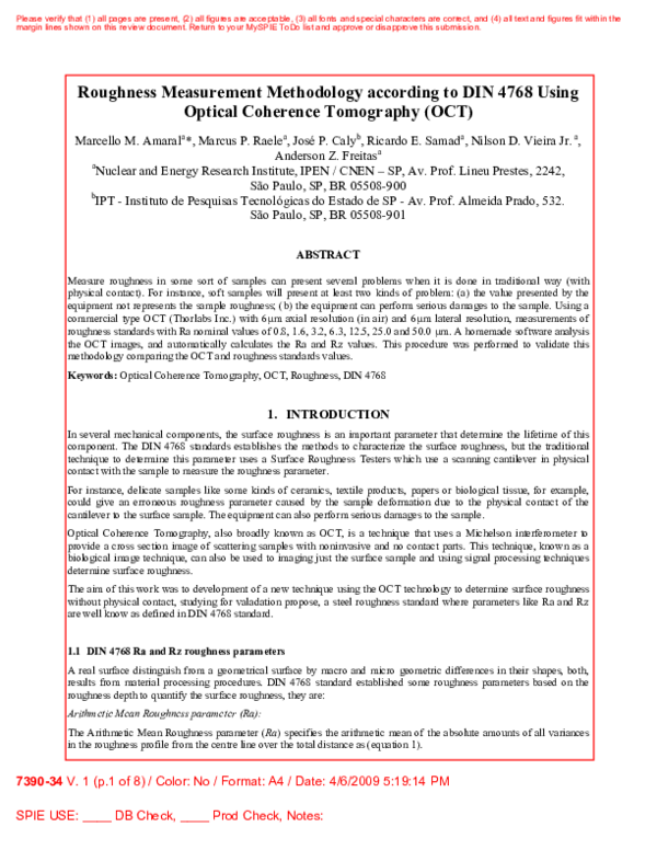 (PDF) Roughness measurement methodology according to DIN 4768 using ...