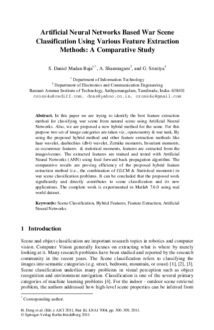 (PDF) Artificial Neural Networks Based War Scene Classification Using ...